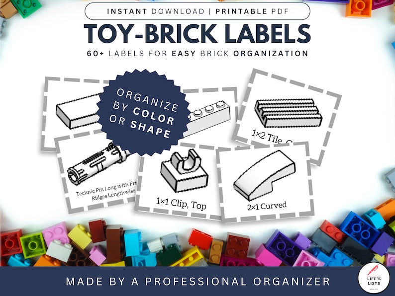Building Bricks Labels | Toy Organization by Color & Shape (digital ...