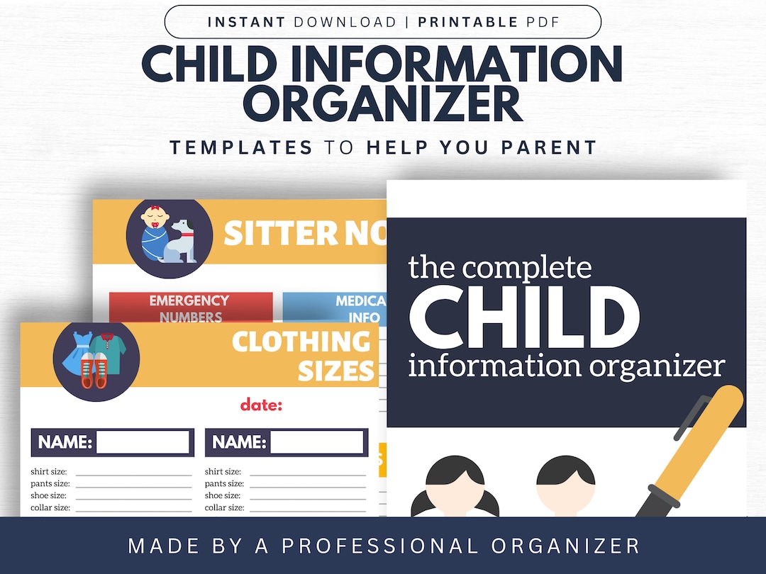 Organize Children's Information With Printable Organizer Templates ...