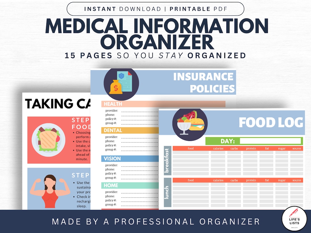 Medical Information Organizer for Home Organization | Medical Record ...