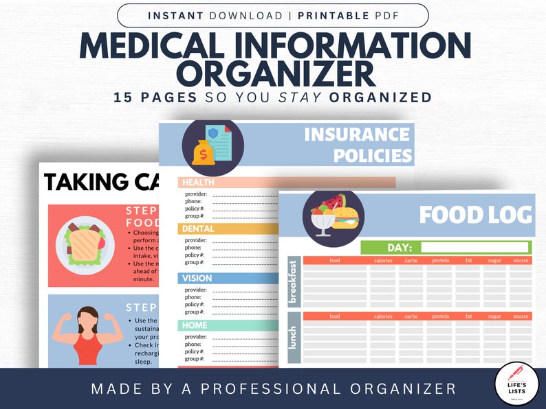 Medical Information Organizer | Health Records, Insurance (digital ...