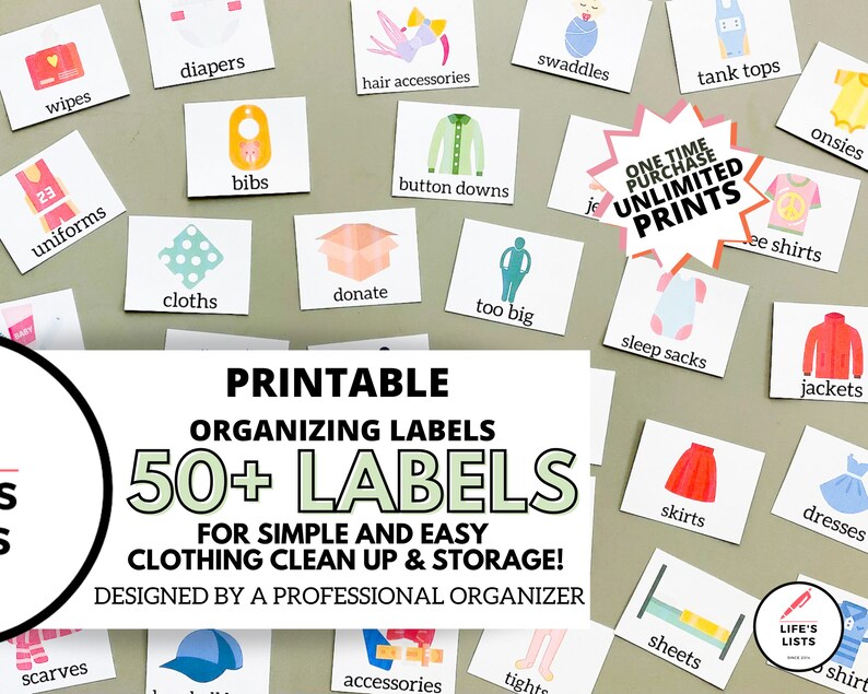 Kids Clothing and Closet Labels Nursery Labels Printable - Etsy