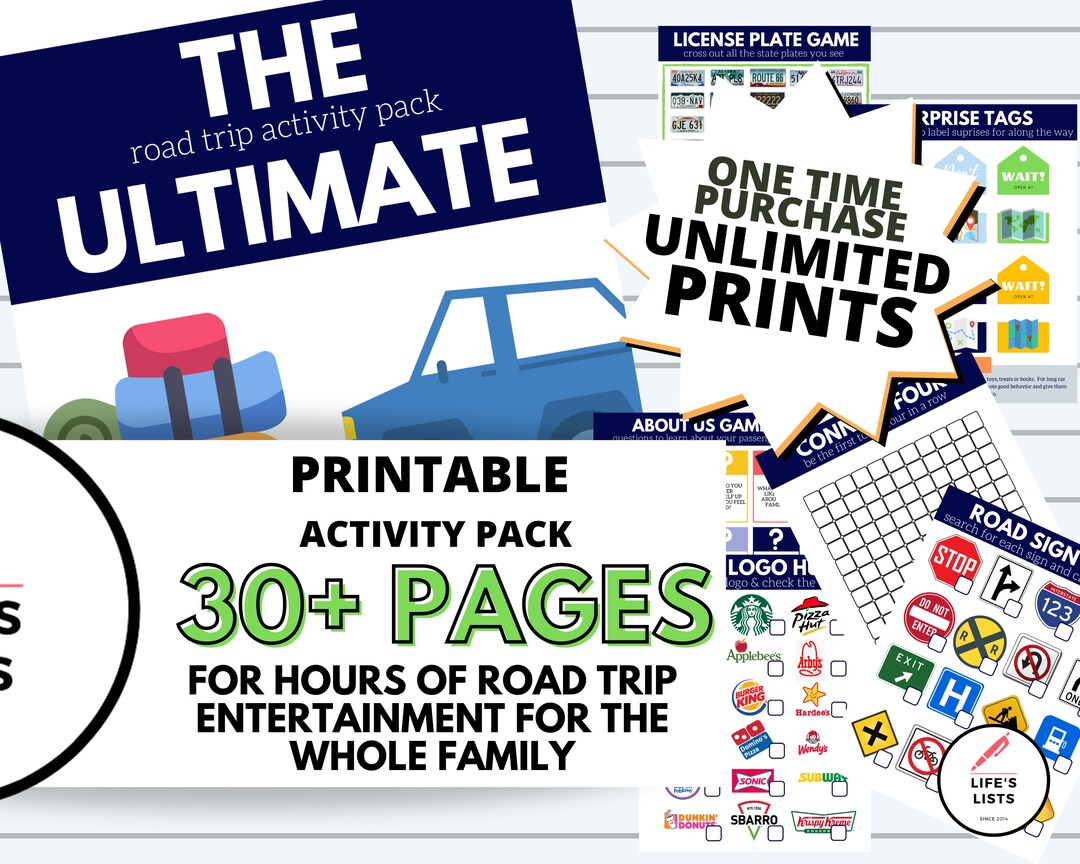 Road Trip Activity Pack Printable Kids Activities Lifes - Etsy