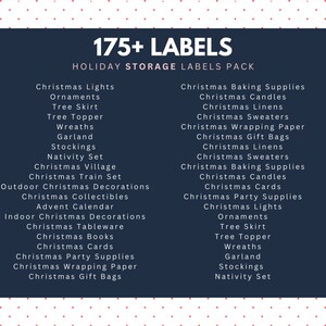 Holiday Decoration Storage Labels Pack | Printable Organizing Lists ...