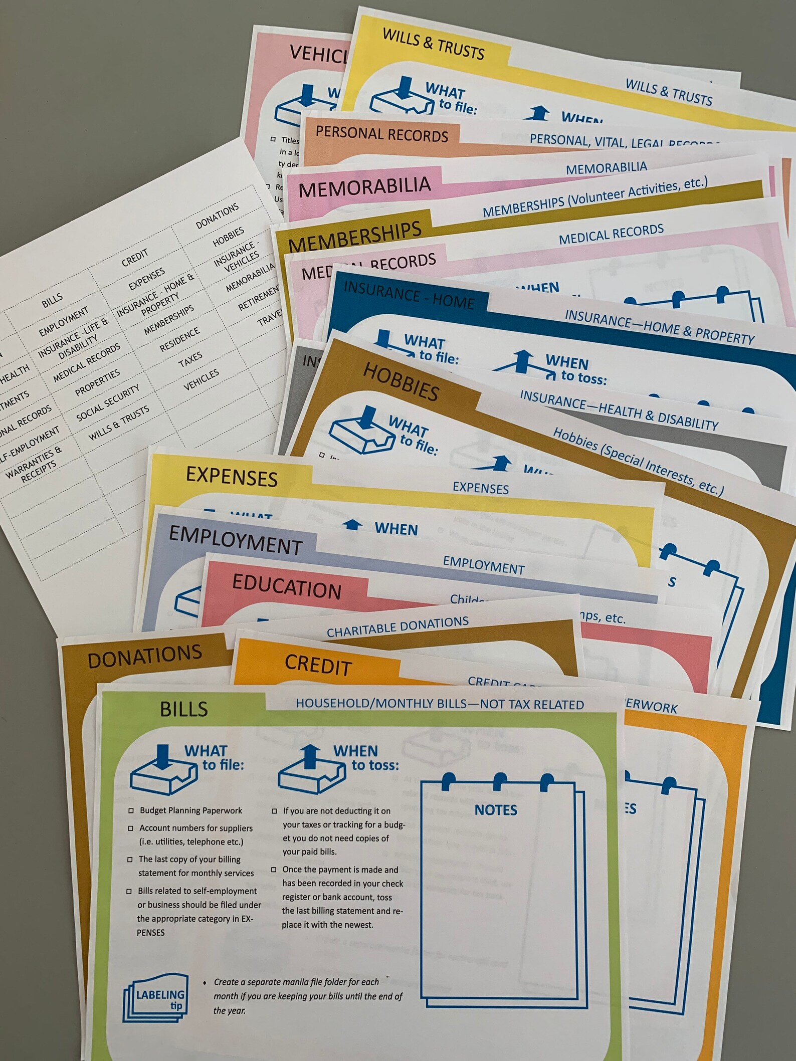 Printable Instant Home Filing System 27 File Cards/index - Etsy