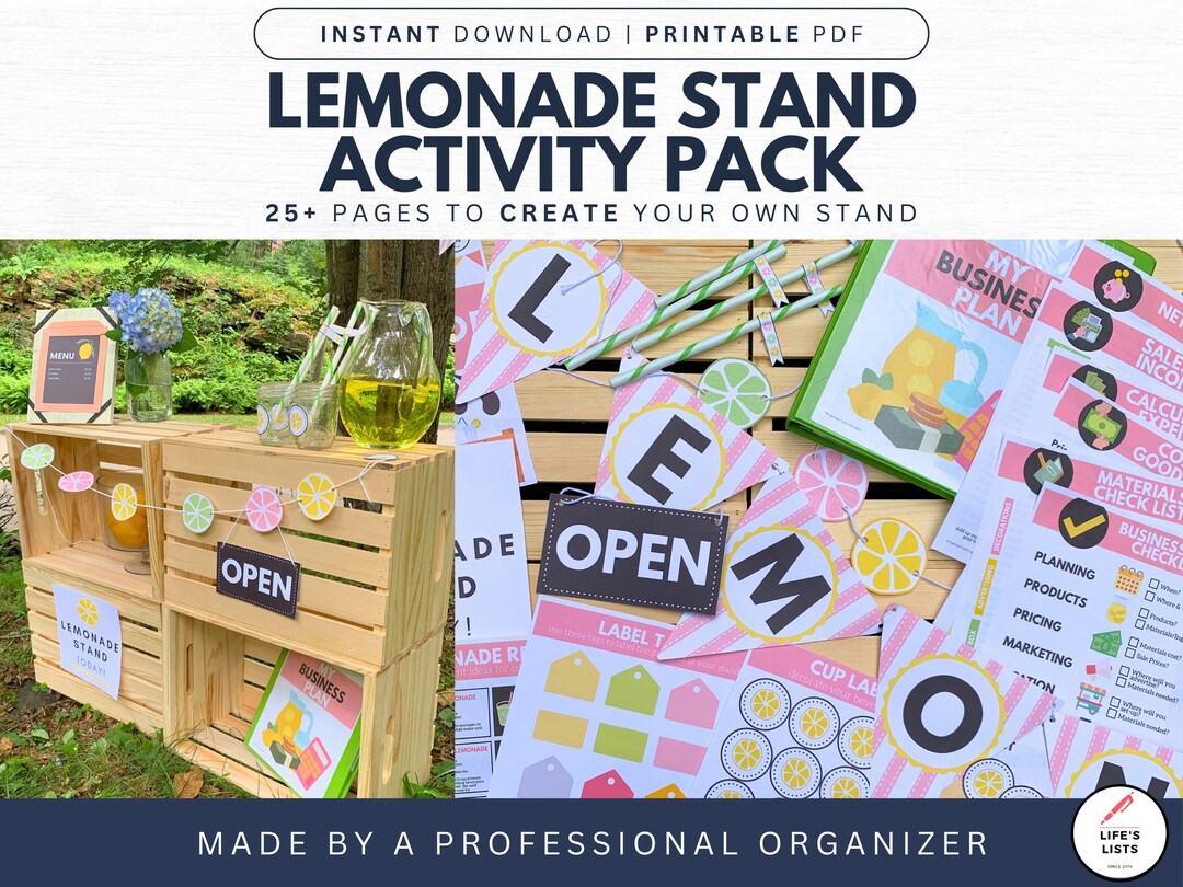 Lemonade Stand Activity Pack | Kids Printable Business Plan (digital ...