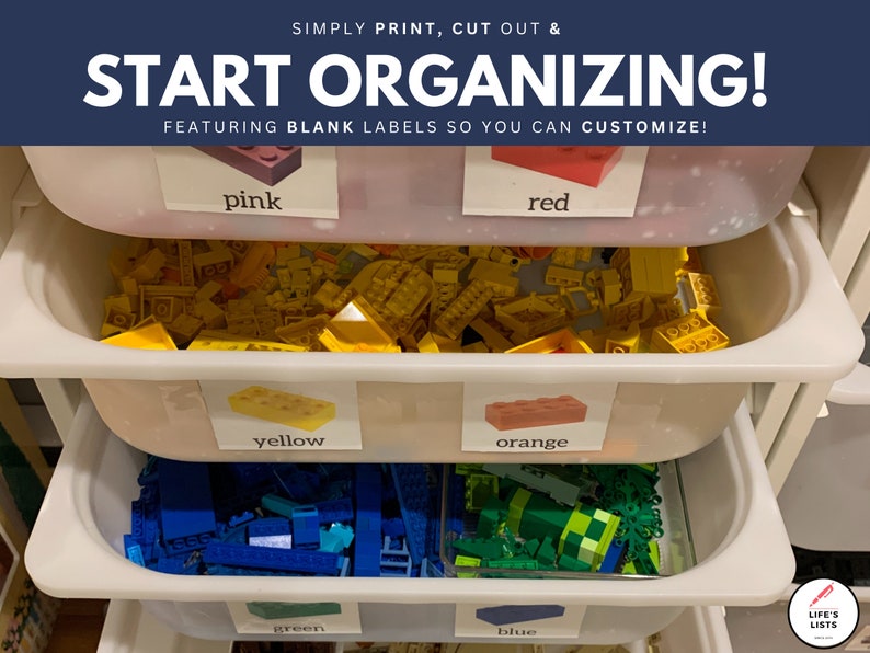 Building Bricks Organization Labels | Color & Shape Sorting (digital ...