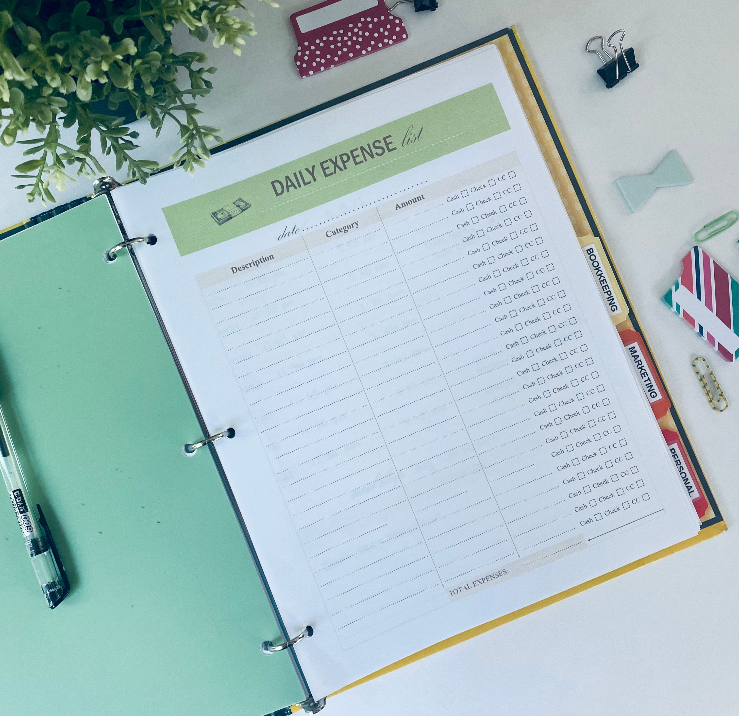 Daily Expense List Expense Tracker Expense Log Planner - Etsy