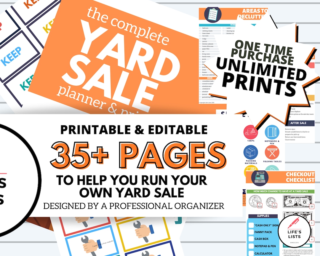 Yard Sale Planner Fillable Printable Yard Sale Template - Etsy