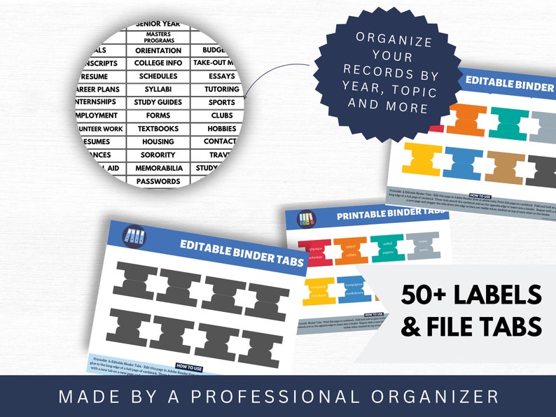 College Filing System DIY Printable College Organizing System File ...