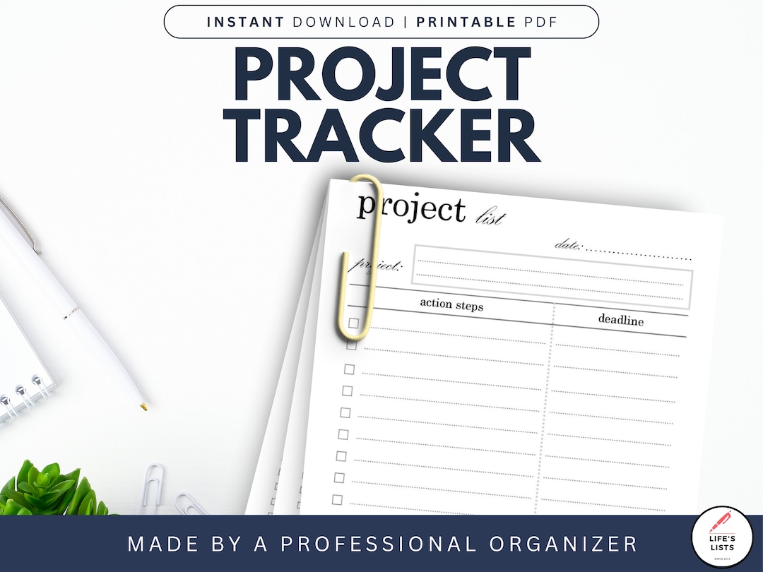 Project Planner Printable | Project Planner Page | Minimalist | Black ...