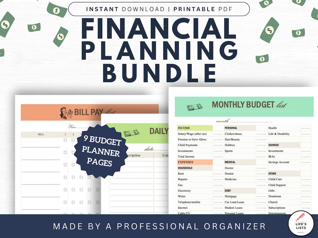 Financial Planning Bundle | Budget Planner Pages | Expense Tracker ...