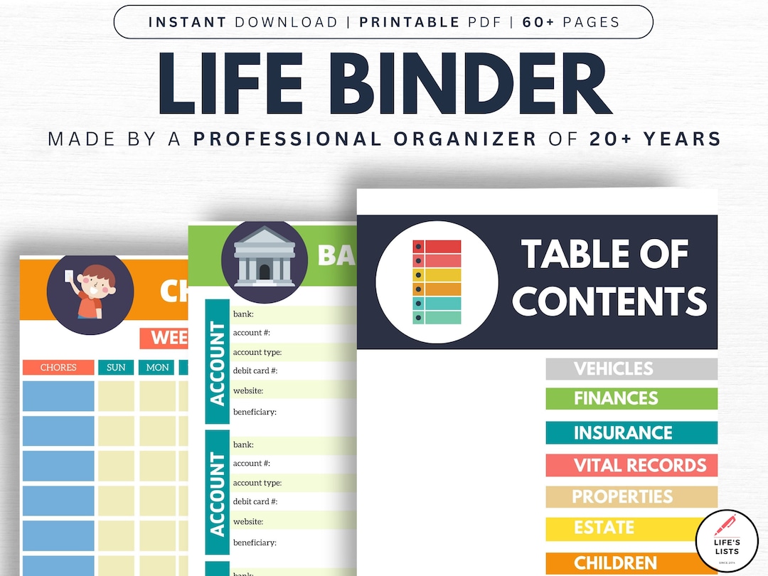 Life Binder Household Binder Home Management Binder - Etsy