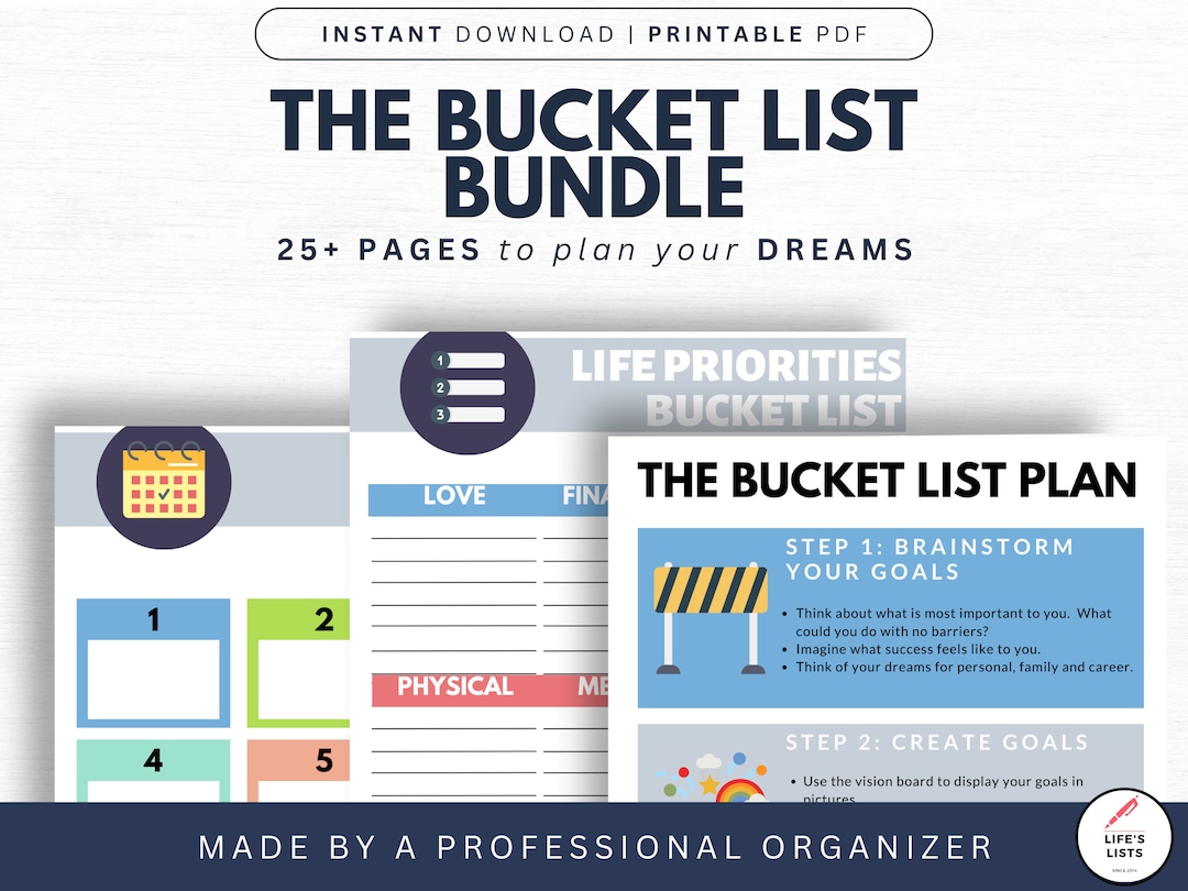 Ultimate Bucket List Templates Printable Bundle: Organize Your Dreams ...
