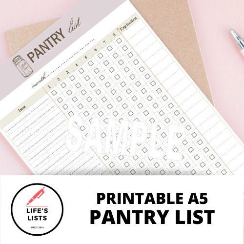 Pantry List Inventory List Pantry Checklist Pantry | Etsy