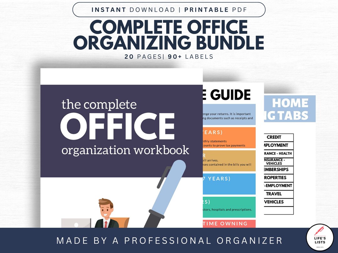Office Organization Templates | Printable Workbook (digital Download ...