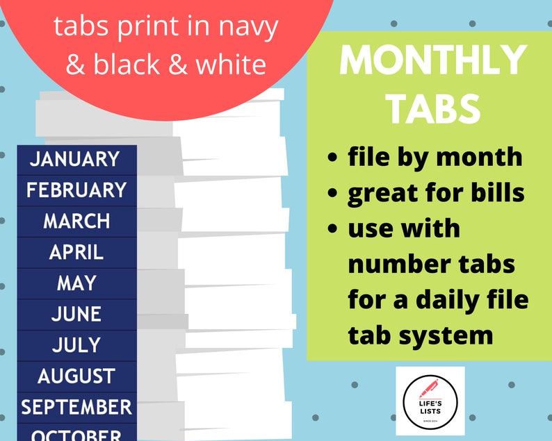 Tickler File System Printable Tickler File Tabs Digital - Etsy Australia