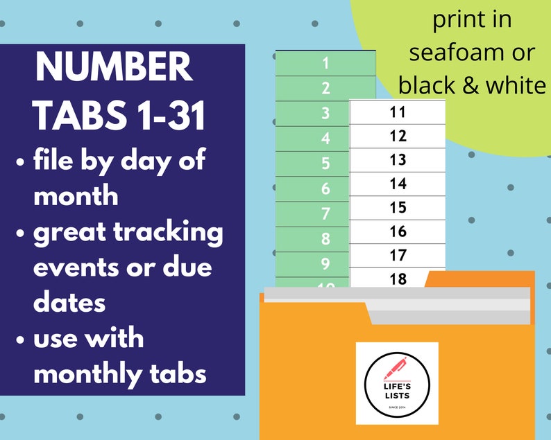 Tickler File System Printable Tickler File Tabs Digital - Etsy