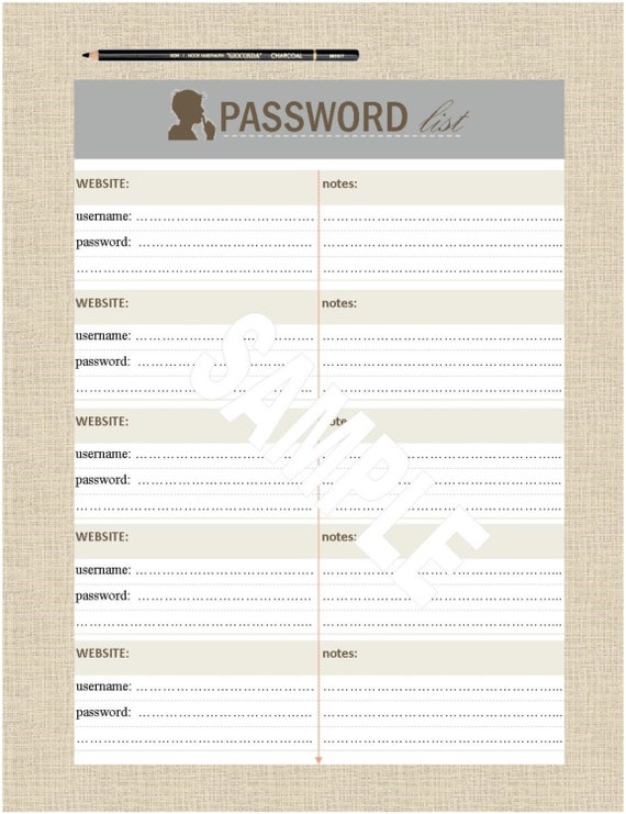 Password List Password Tracker Password Template - Etsy