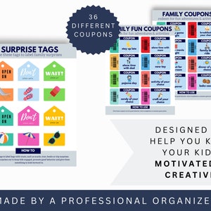 Chore Chart Family Planner With Reward Coupons | Kids Coupons | Reward ...
