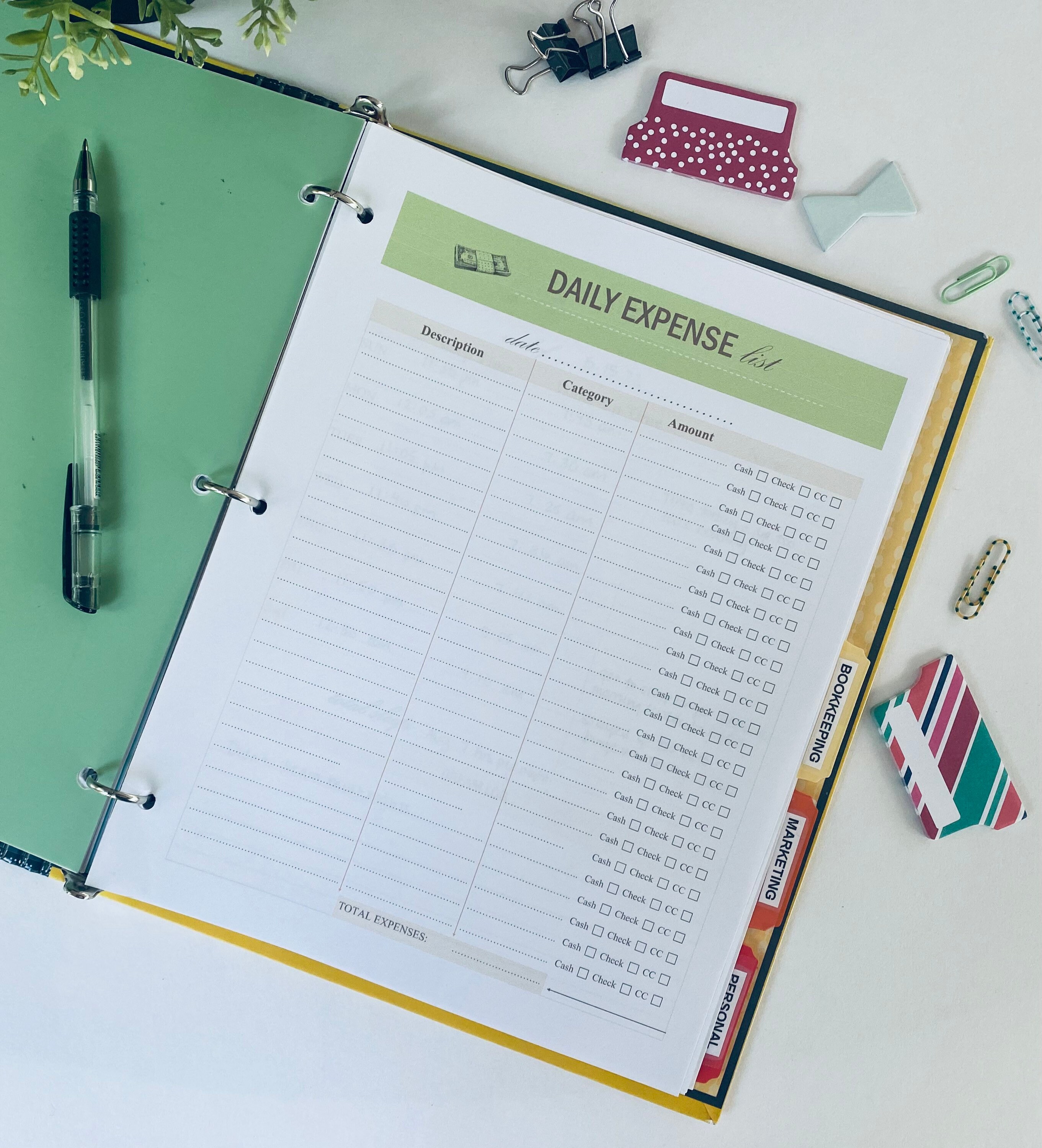 Daily Expense List Expense Tracker Expense Log Planner - Etsy