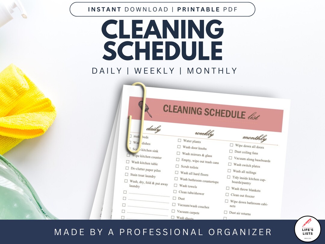 Cleaning Schedule List | Messy House Management | Cleaning Checklist ...