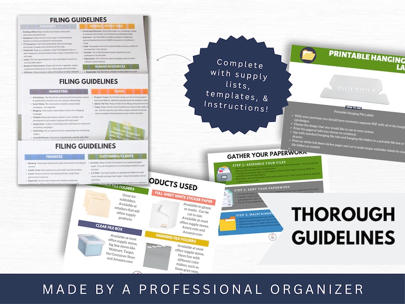 Small Business Filing System | Printable DIY File Tabs & Labels (PDF ...