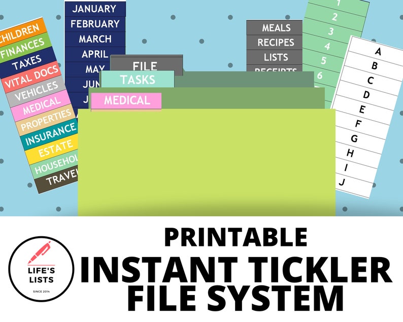 Tickler File System Printable Tickler File Tabs Digital - Etsy