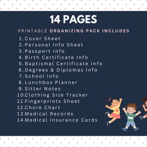 Organize Children's Information With Printable Organizer Templates ...