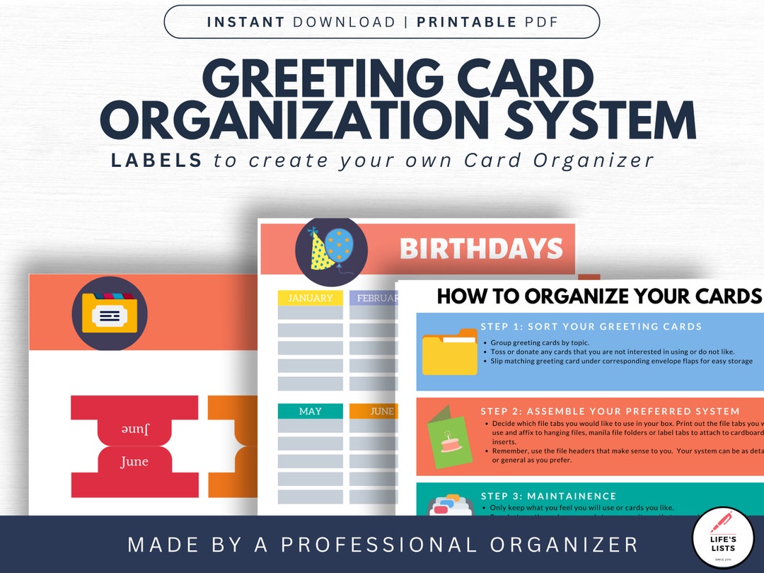 Greeting Card Organizer and Filing System | Birthday Tracker ...