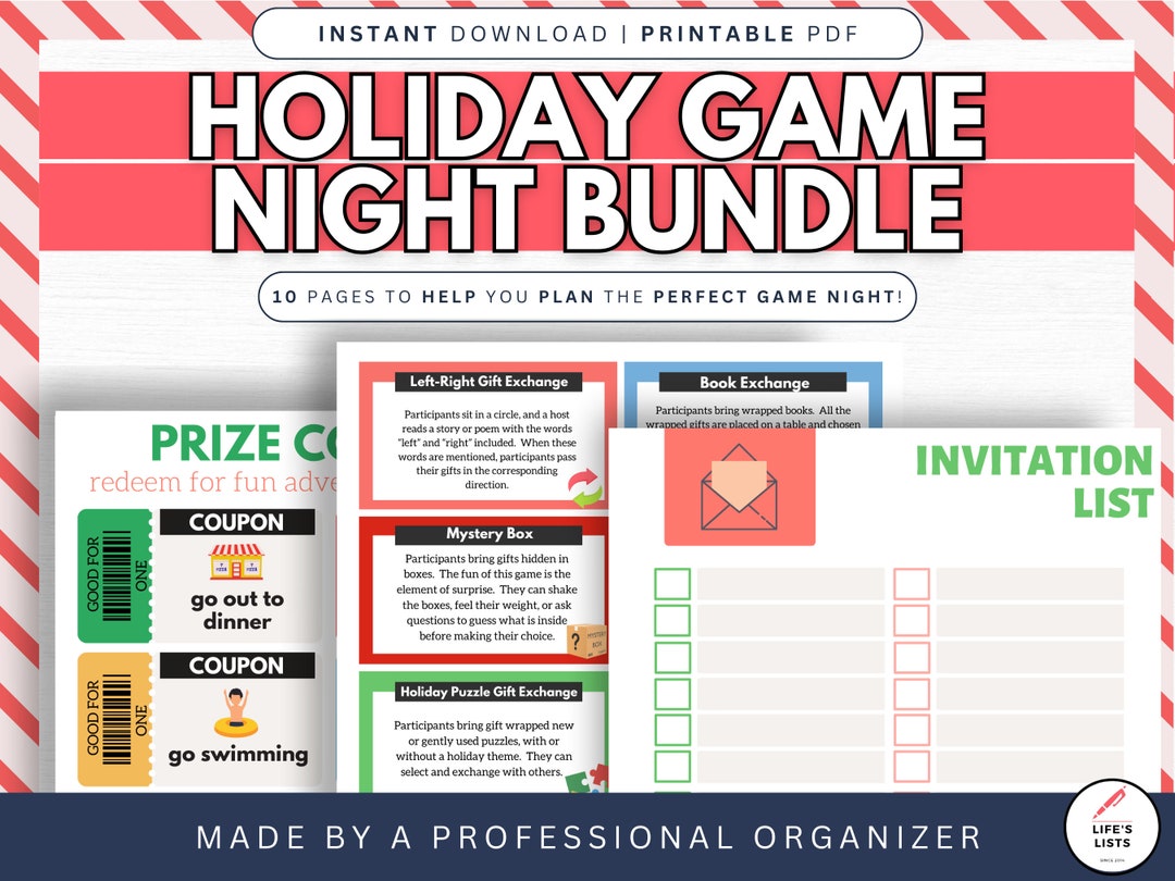 Holiday Game Night Idea Printable Pack Instant Download Christmas Games ...