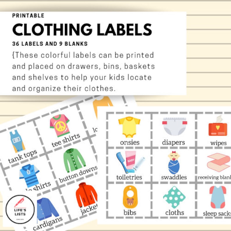 Kids Clothing and Closet Labels Nursery Labels Printable - Etsy