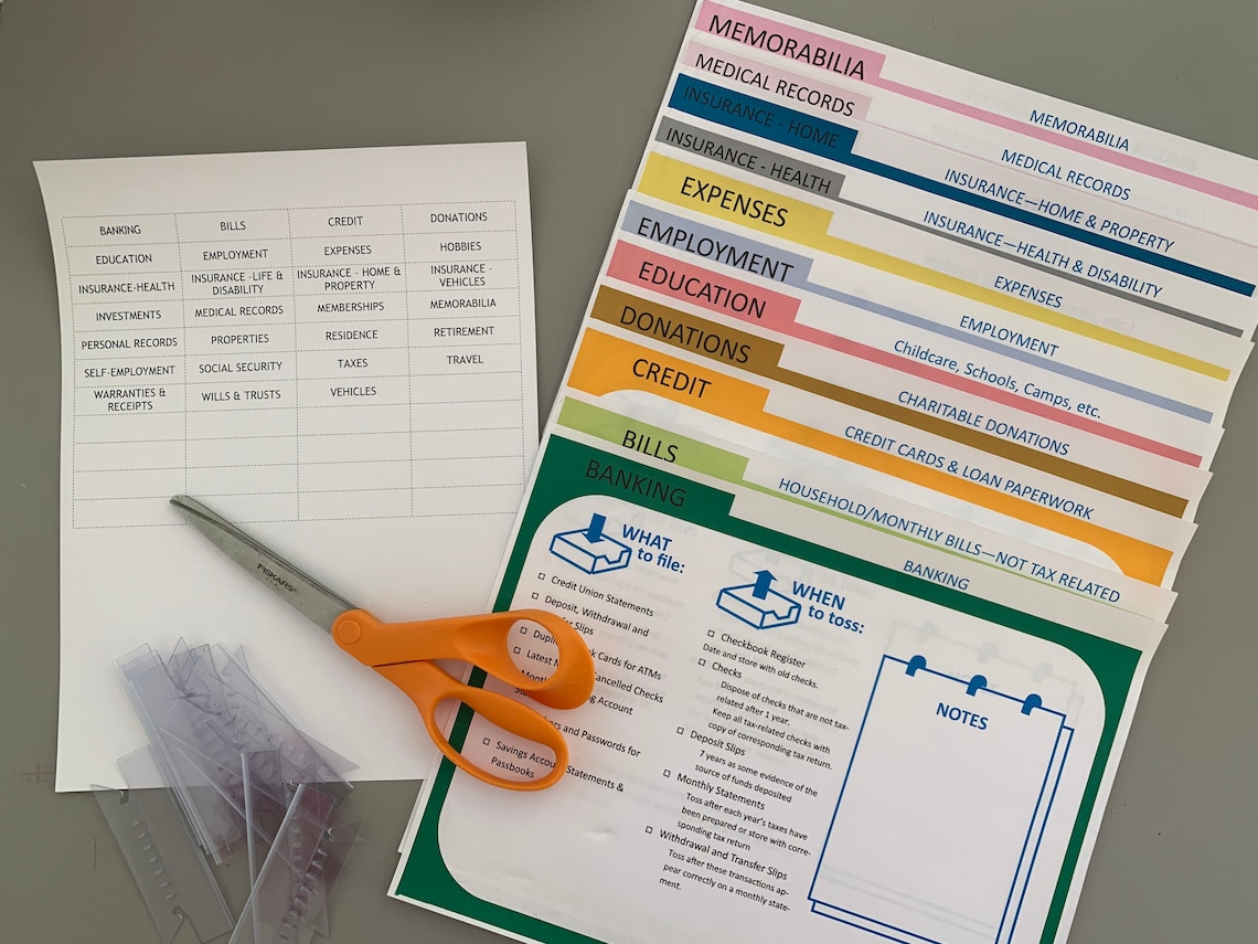 Printable Instant Home Filing System 27 File Cards/index - Etsy