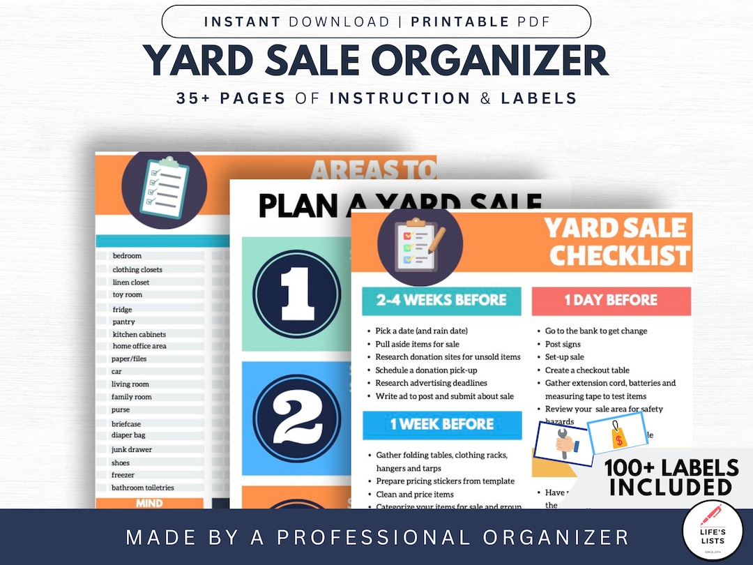 Yard Sale Planner Fillable Printable | Yard Sale Template | Yard Sale ...