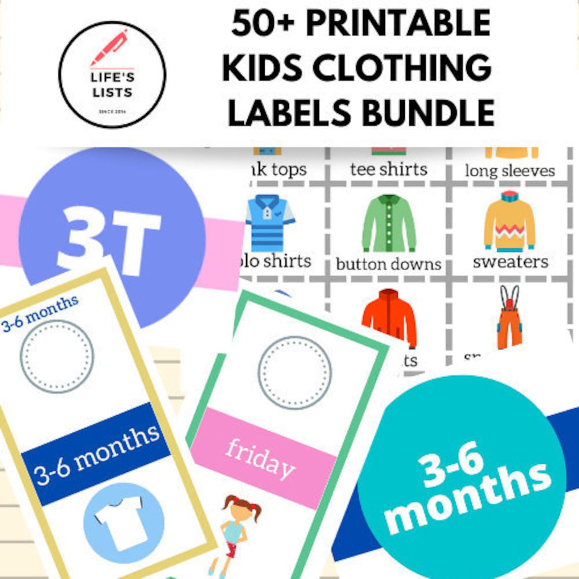 Kids Clothing and Closet Labels Nursery Labels Printable - Etsy