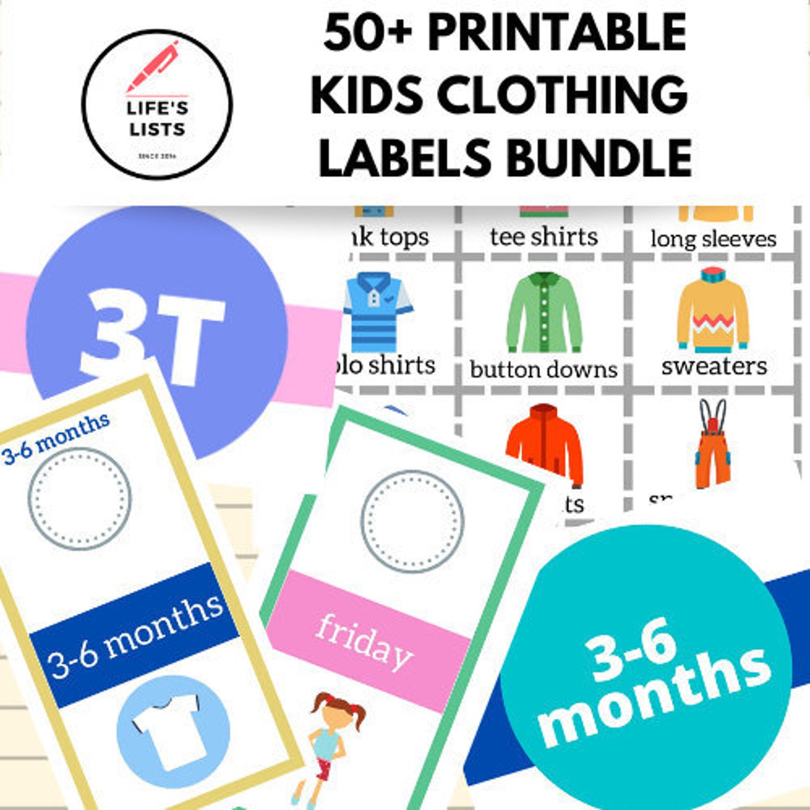 Kids Clothing and Closet Labels Nursery Labels Printable | Etsy