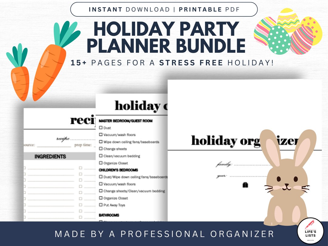 Holiday Party Planner Printable | Gift & Meal Organizer (PDF Pattern ...
