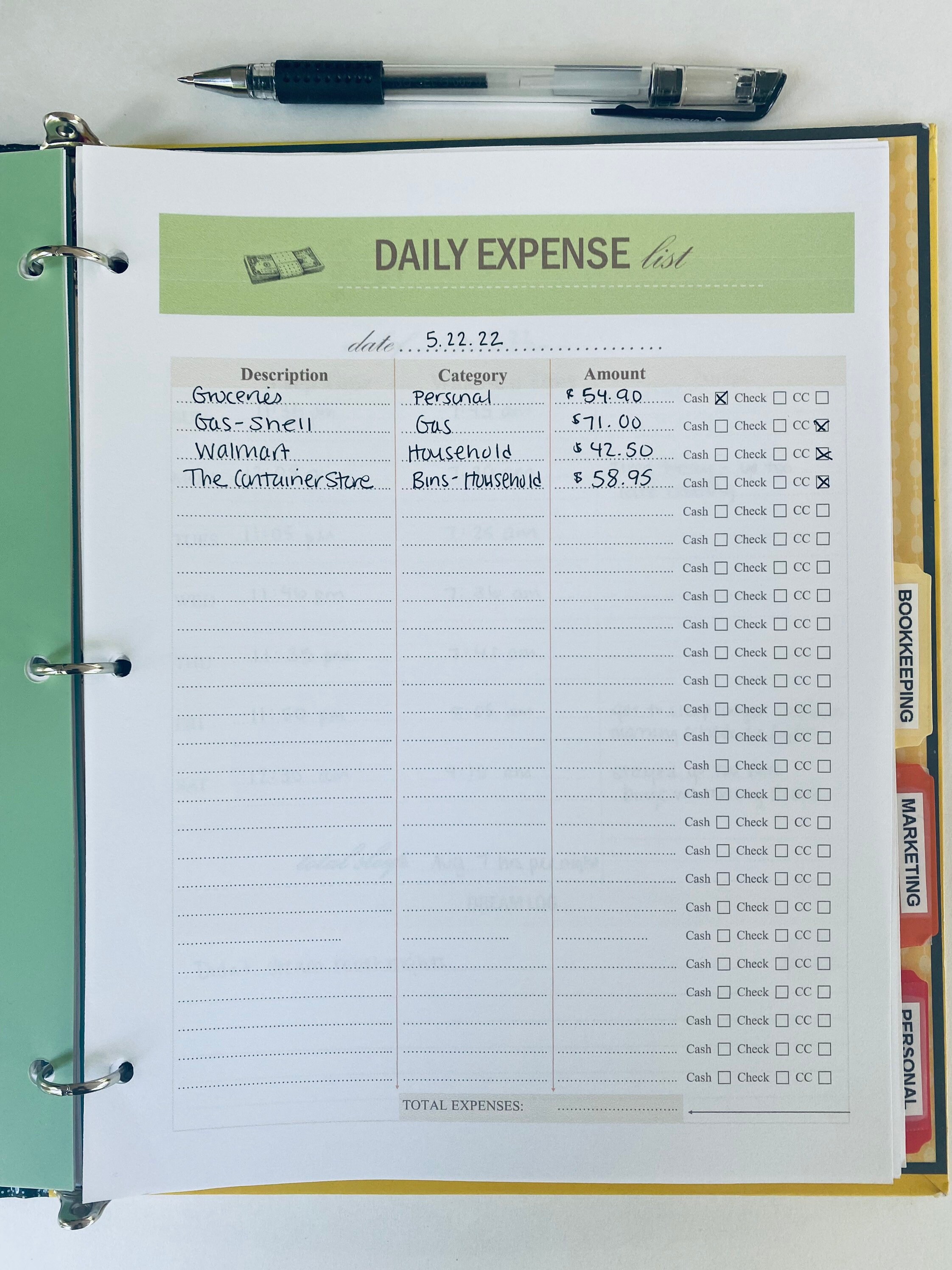 Daily Expense List Expense Tracker Budgeting Money - Etsy