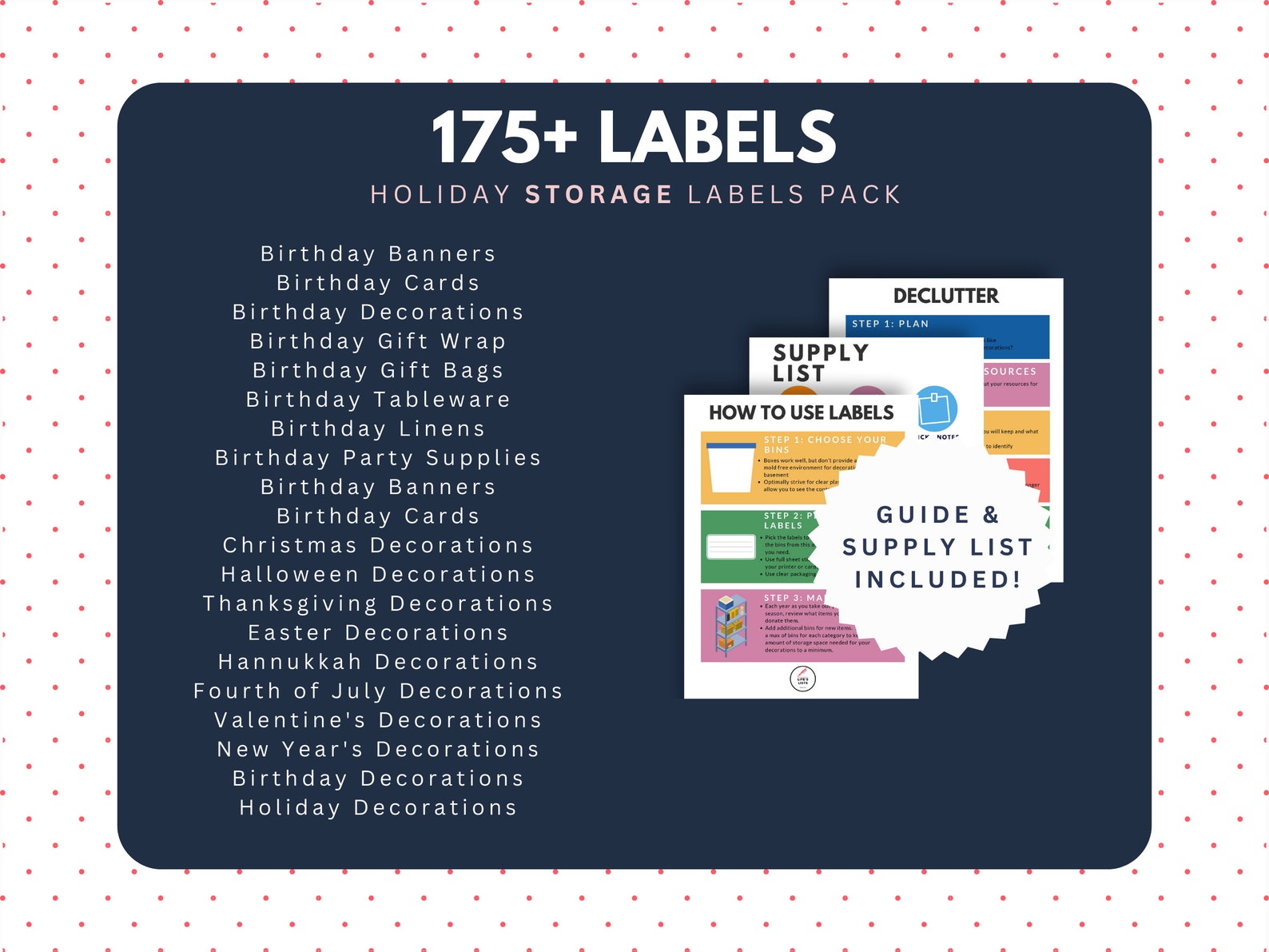 Holiday Decoration Storage Labels Pack | Printable Organizing Lists ...