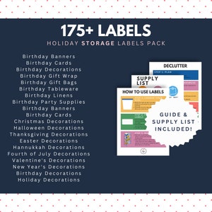 Holiday Decoration Storage Labels Pack | Printable Organizing Lists ...