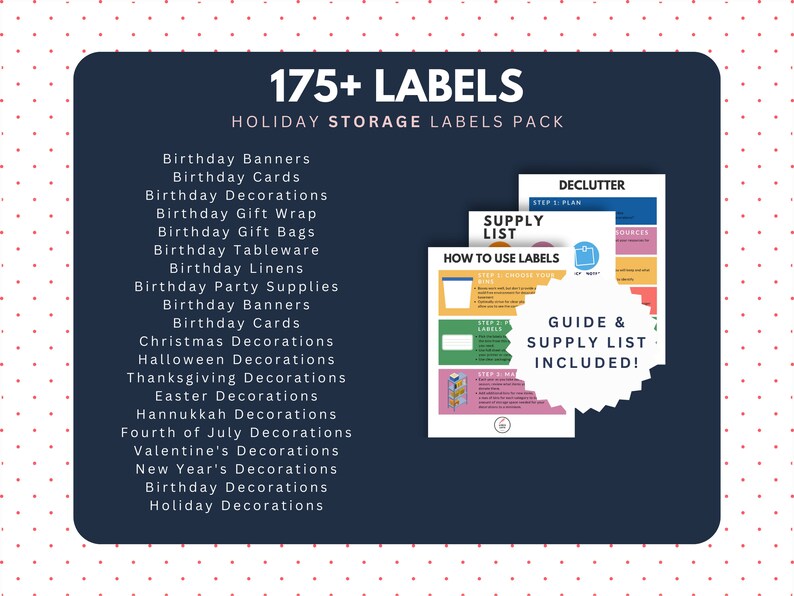 Holiday Decoration Storage Labels Pack | Printable Organizing Lists ...