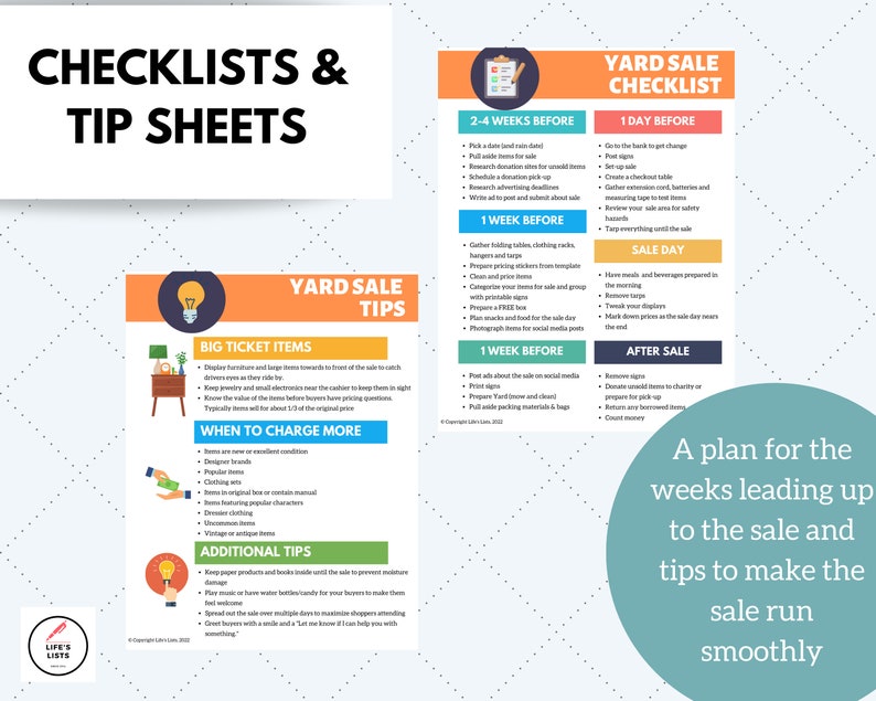 Yard Sale Planner Fillable Printable Yard Sale Template Etsy