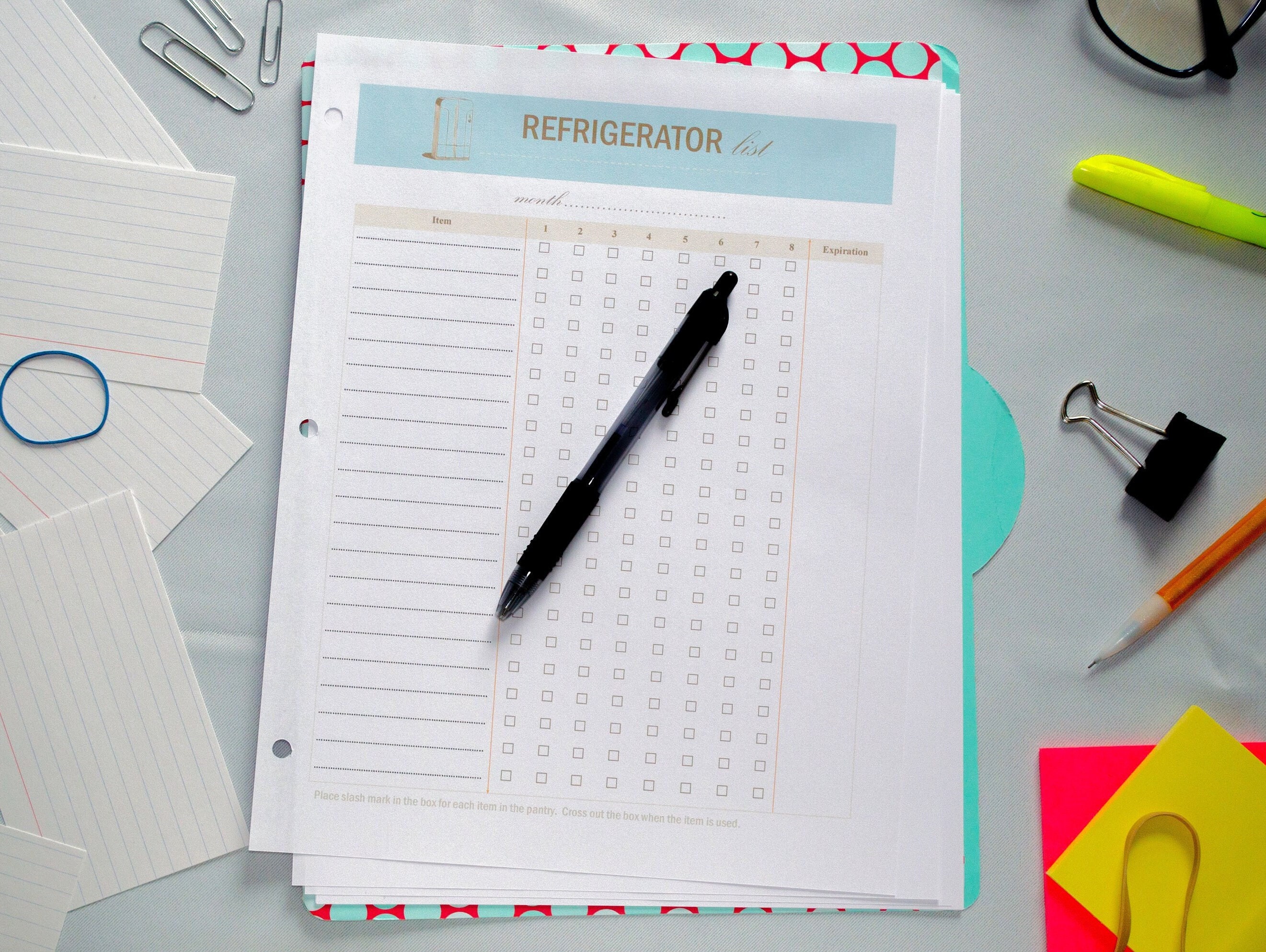 Refrigerator Inventory List Food Tracker Meal Planning - Etsy