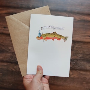 Old Trout Birthday Card Fly Fishing Guy Birthday Stationery Fisherman ...