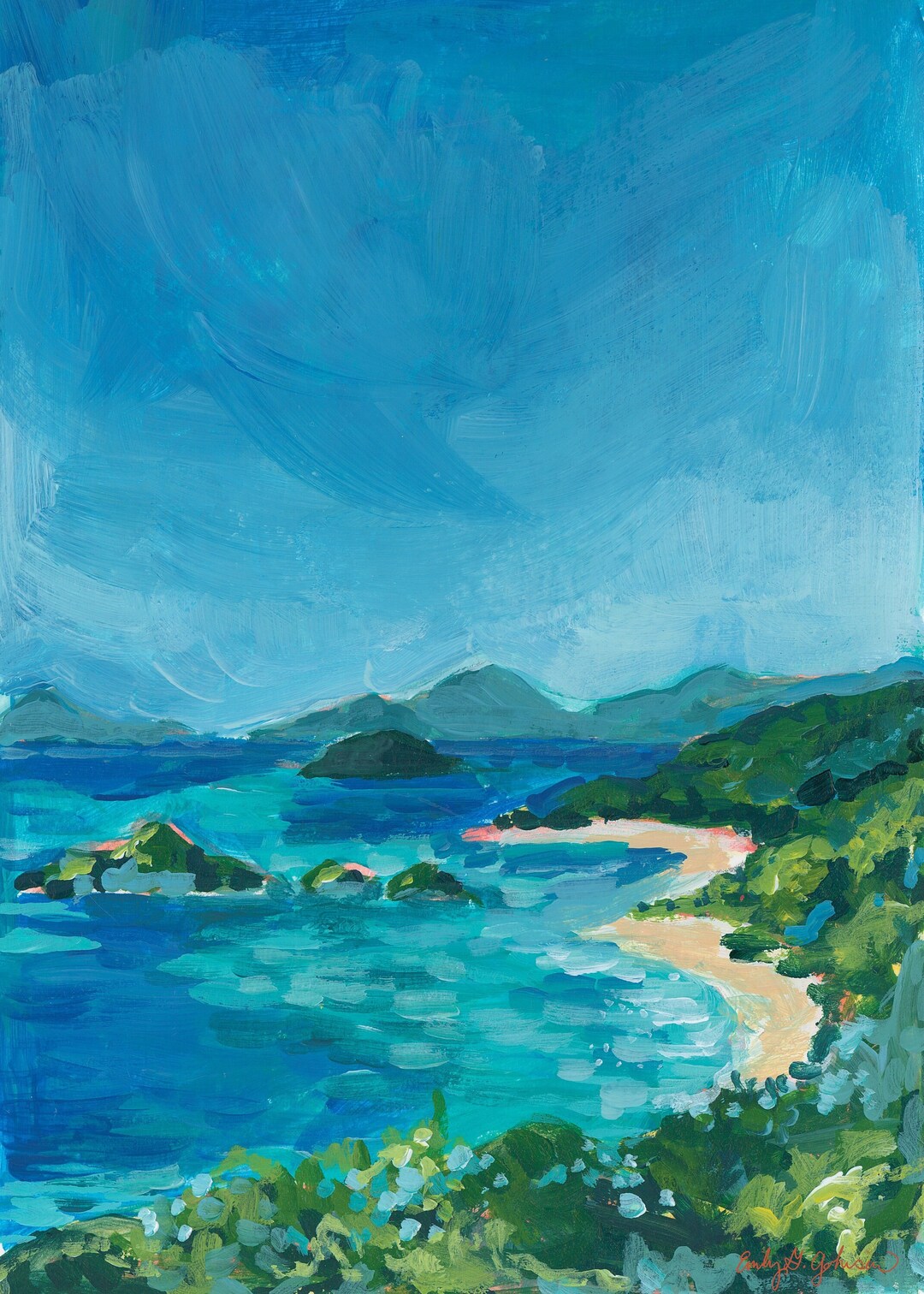 St. John Trunk Bay Painting | Island Seascape Art Print - Etsy