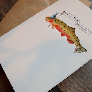 Old Trout Birthday Card Fly Fishing Guy Birthday Stationery Fisherman ...