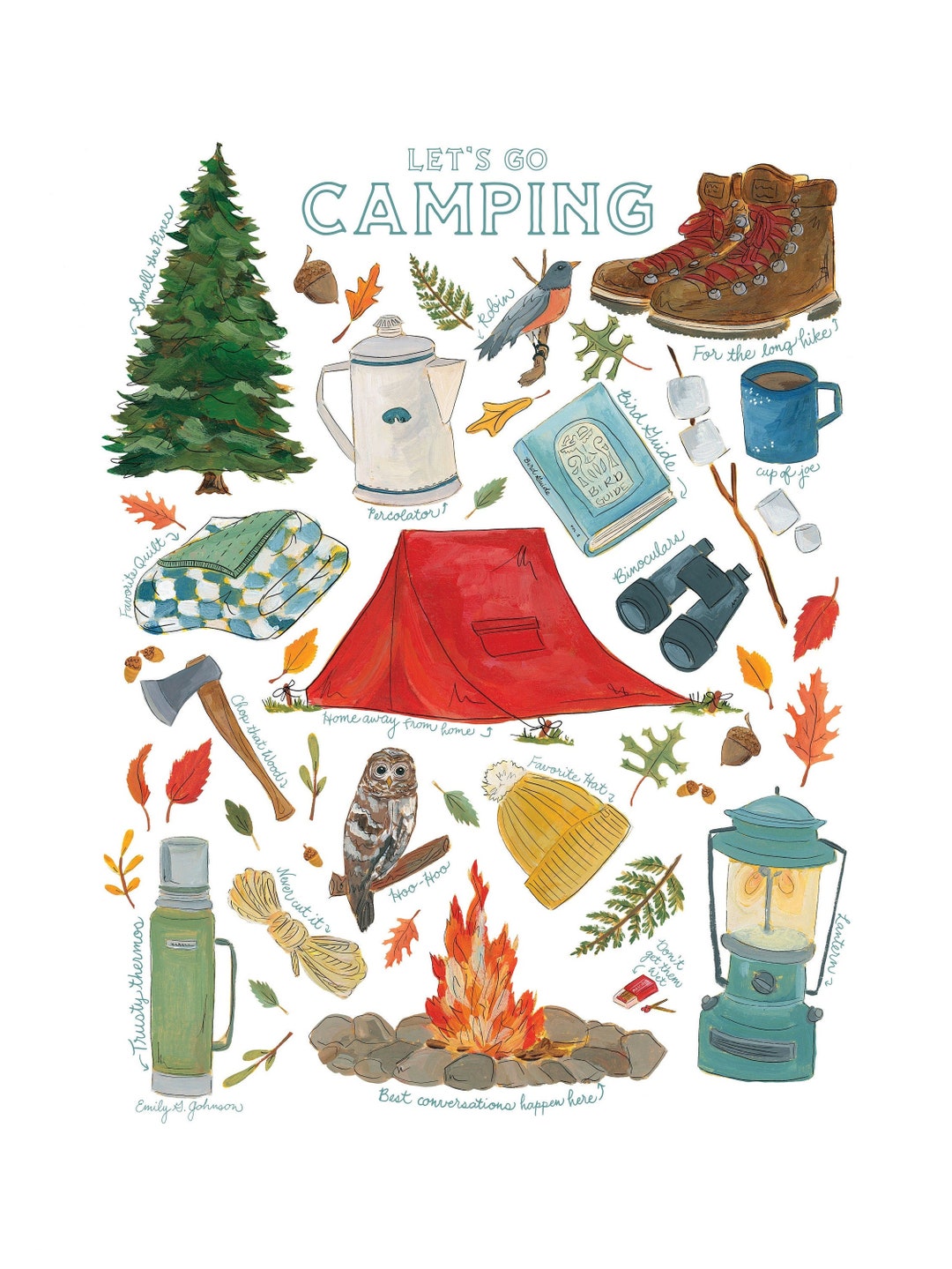 Camping Art Print Camping Home Decor Cabin Art Outdoorsy - Etsy