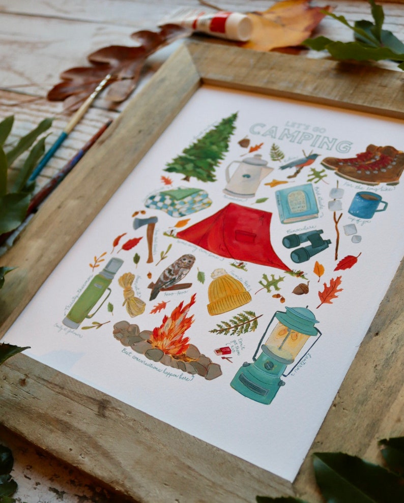 Camping Art Print Camping Home Decor Cabin Art Outdoorsy - Etsy