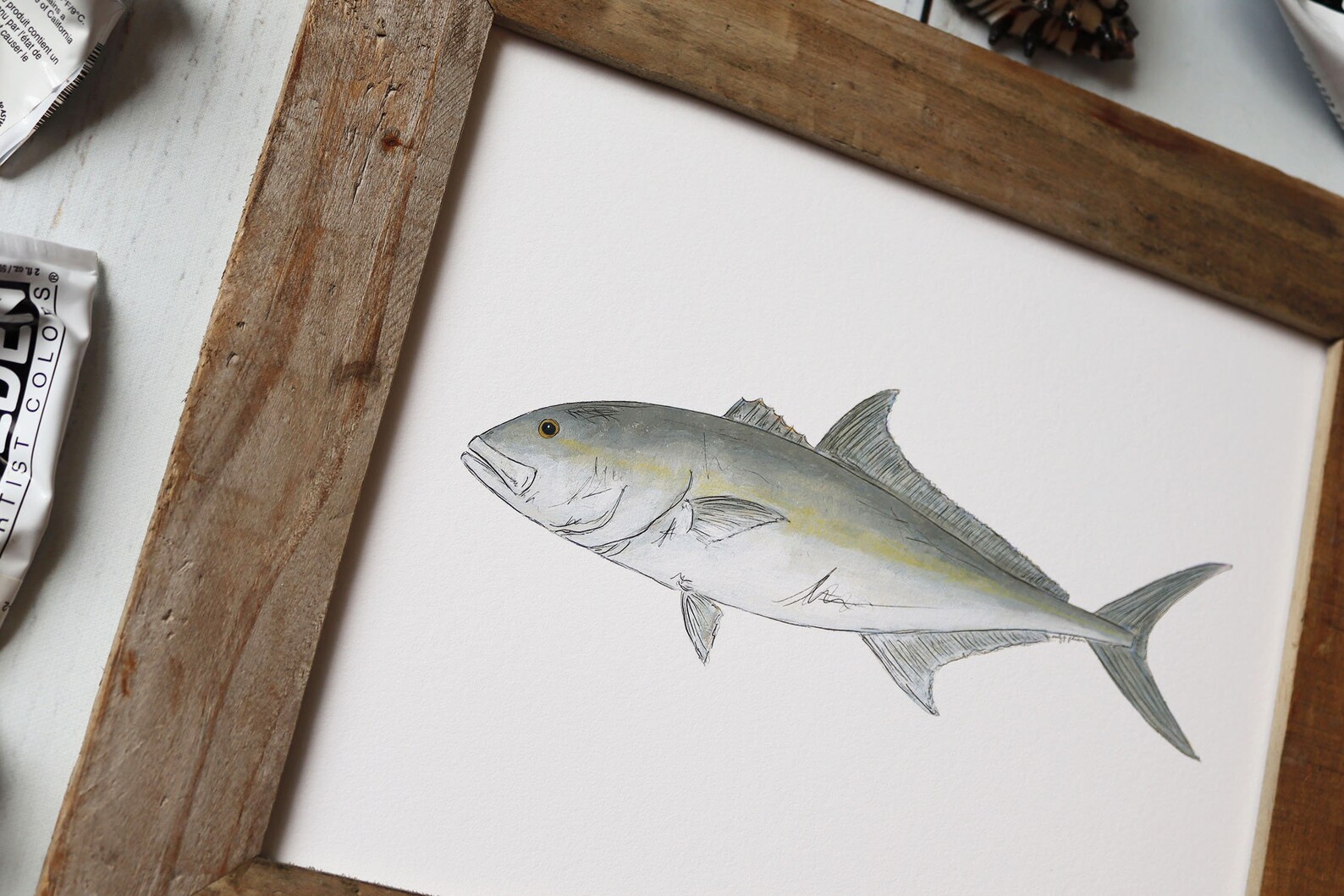 AMBERJACK Fish Art Painting Saltwater Fishing Ocean Art | Etsy