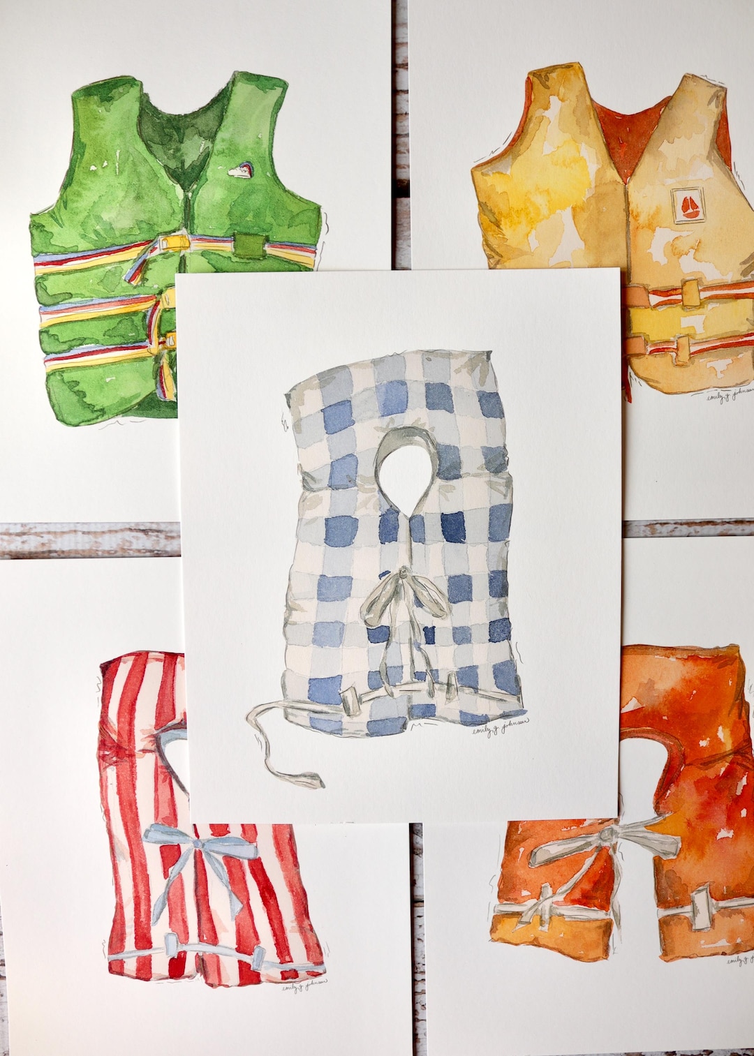 Watercolor Life Jacket Art Print | Lifesaver Artwork | Lake House Wall ...