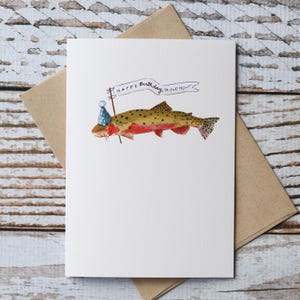 Old Trout Birthday Card | Fly Fishing Guy Birthday Stationery ...